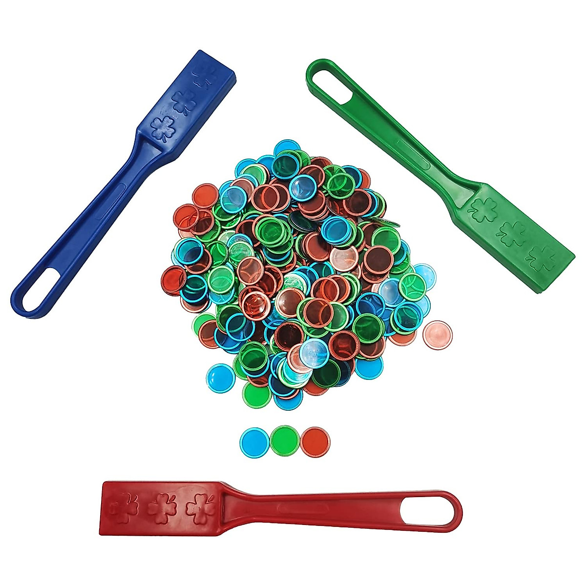 SEETOOOGAMES Magnetic Wand Bingo Chip Set - 300 Metal Chips with 3 Pack Magnet Wands for Classroom, Science Learning, Counting, Family Game Night Activities