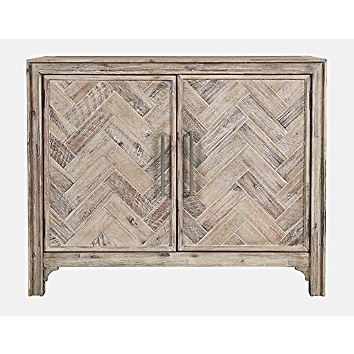 Jofran Gramercy Mid-Century Modern Chevron Two Door Accent Chest Cabinet, 40", Grey Wash