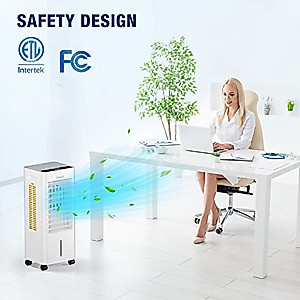 Grelife Portable Evaporative Air Cooler, 3-IN-1 Air Cooler with Fan & Humidifier, 1.58Gal Water Tank for Bedroom Room Office Garage