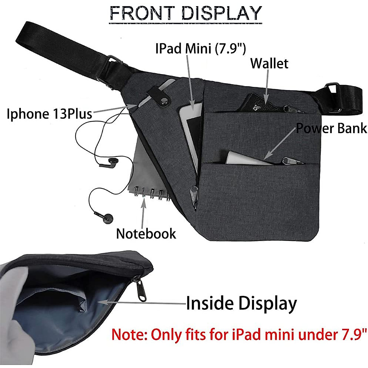 Sling Bag- Small Crossbody Personal Pocket Chest Bag Anti-Thief Cross Body Bags Slim Shoulder Backpack for Men Women