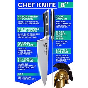 Dalstrong Gladiator Series Serrated Offset Bread Knife 8" Bundled with Chef Knife 8" - Elite - NSF Certified