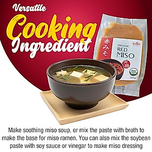 Fusion Select Organic Red Miso Paste - Made of Fermented Soy Bean & Rice - Savory Japanese Seasoning For Cooking Soup Base, Broth, Stew, Salad Dressing, Sauce, Marinade, Ramen - 15 Servings, 300g