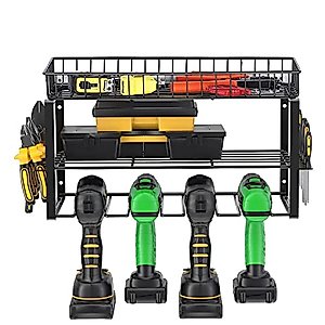 ALREYSUE Power Tool Organizer Wall Shelf, Garage Tool Organization, Heavy Duty Wall Mount Storage Rack Holder for Power Tool Drills, Garage Organizers & Workshop Storage Perfact for Father's Birthday