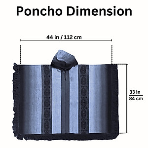 DAVLINA, Alpaca Wool Poncho Hooded - Lightweight, Breathable, Hypoallergenic and Non-Itchy. Warm and Soft Wool Poncho… (Standard, Blue)