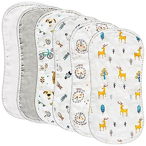 Zainpe 6Pcs Muslin Baby Burp Cloths for Baby Cotton Soft Burping Cloths with 6 Absorbent Layers Drooling Bib Newborn Towel for Unisex Infant Toddler Boys Girls Feeding Teething Sleeping 19.7 X 10.6 in