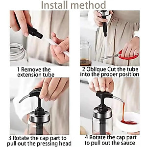 (3 Pack) Glass Sauce Pump Dispenser , No Drip,17 Ounce Big Olive Oil Dispenser Bottle Set, Ketchup Salad Dressing Honey Oil Presser,Sticky Sauce Squeeze Bottle for Kitchen and BBQ