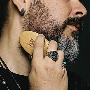 25+ Years, BRV MEN Natural Firm Boar Bristles Beard Brush. The Ideal Gift For Men (Beechwood)
