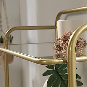 Sauder Coral Cape Bookcase, L: 24.09" x W: 13.78" x H: 62.99", Satin Gold Finish