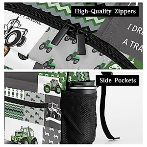 Custom Kid Backpack, Vintage Car Patchwork Truck Green Personalized School Bookbag with Your Own Name, Customization Casual Bookbags for Student Girls Boys