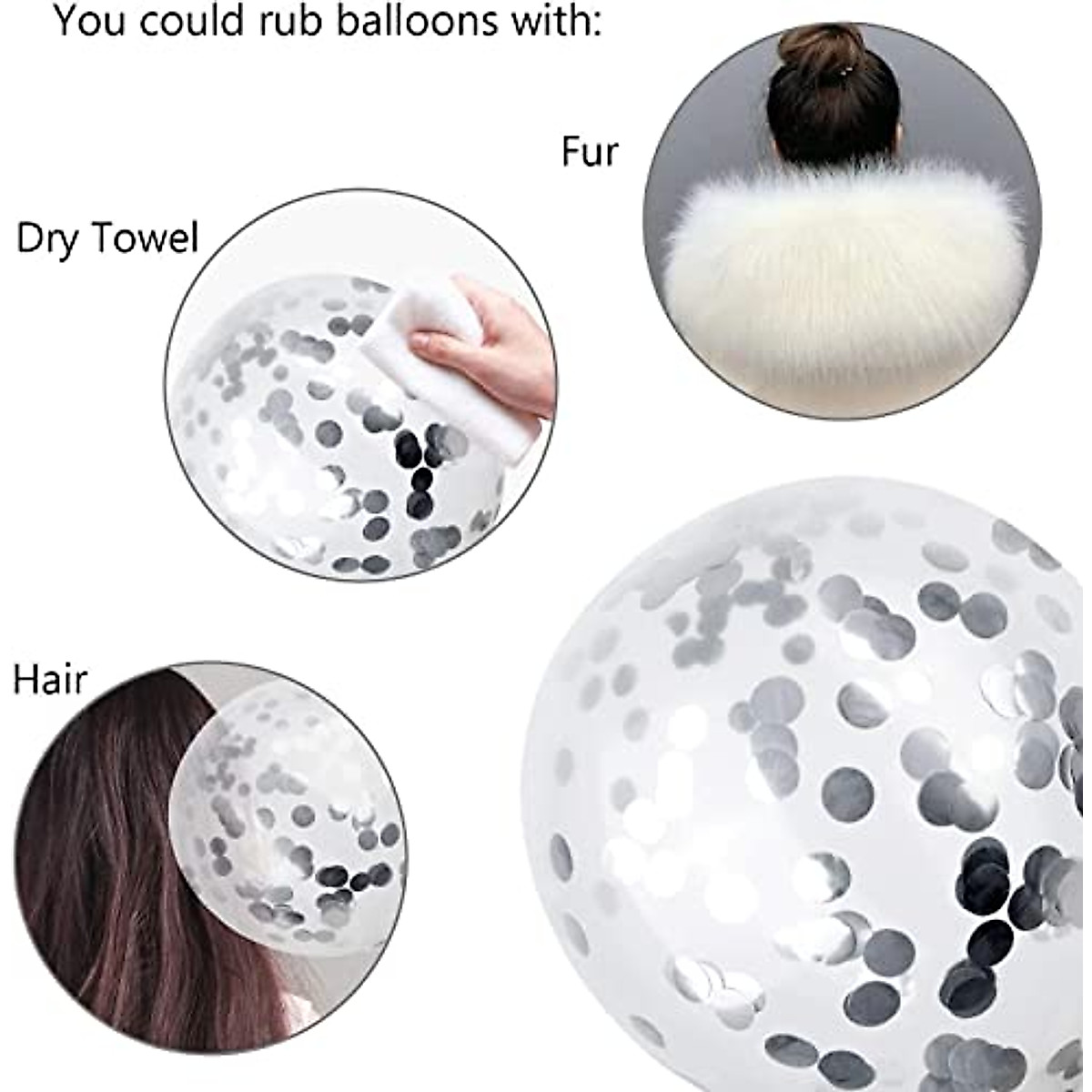 Black and Silver Confetti Balloons-60 pcs 12 Inch Black and Silver Metallic Chrome Latex Balloons for Birthday Graduation Ceremony Bachelor Engagement Wedding Baby Shower Party Decorations