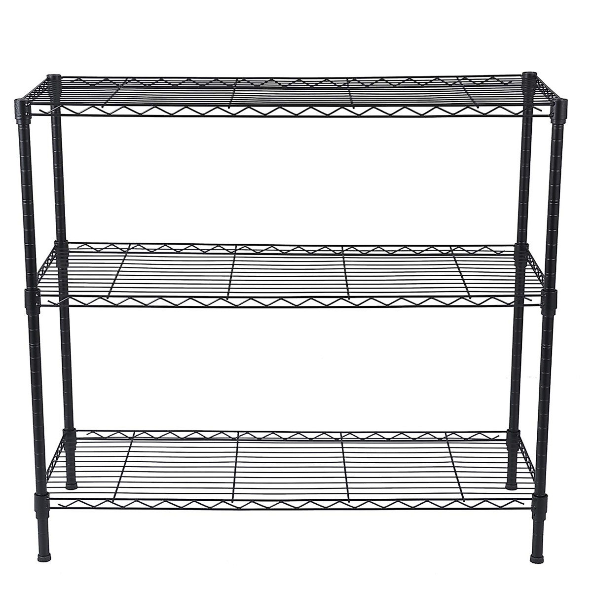 Volowoo 3/4/5-Shelf Adjustable, Heavy Duty Storage Shelving Unit (350 lbs Loading Capacity per Shelf), Steel Organizer Wire Rack for Restaurant, Pantry, Kitchen Garage (Black, 3-Tier)