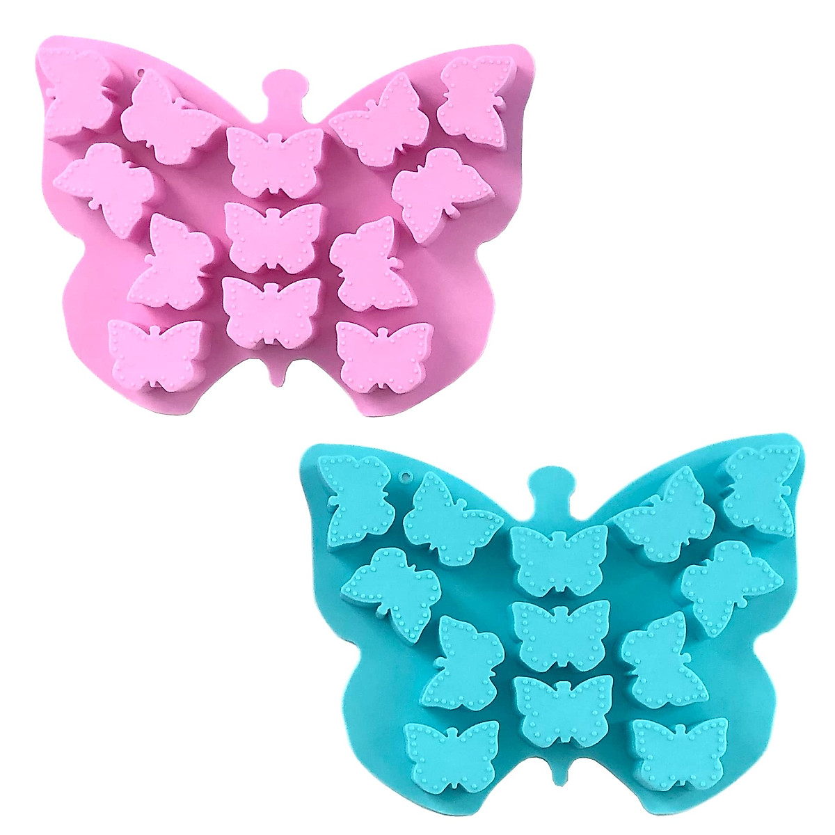 Butterfly Ice Cube Tray (2 pcs) Craft Ice Cube Molds Butterfly Molds Silicone Ice Cube Tray Shapes Butterfly Molds for Chocolate Cute Ice Cube Tray Cocktail (Small butterflies (13 cavities/mold))