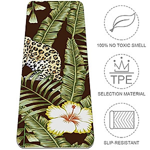 Yoga Mat, Yoga Mats for Home Workout, Workout Mat, Exercise Mats, Pilates Mat, Leaf Flower Leopard Tiger pattern