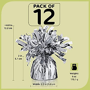 Srenta Silver Balloon Weights, Heavy Balloon Weight Pack of 12 Metallic Foil Weights for Balloons, Birthday Party & Wedding Table Centerpiece Ballon Weight 4.8’’ DIY Ballon Weights for Helium Balloons