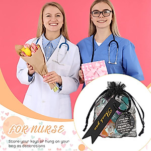 Yinkin 36 Pcs Employee Appreciation Gifts Thank You Coworker Keychain Gifts with Organza Bags and Thank You Cards(Black)