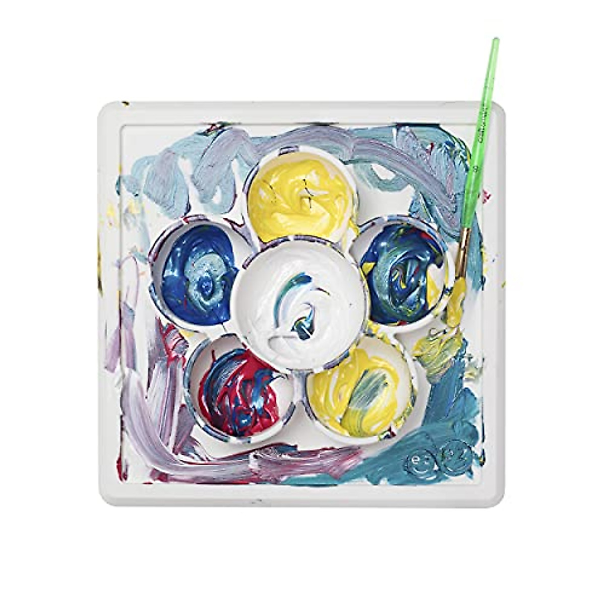 ezpz Mini Play Mat - 100% Silicone Suction Flower Plate with Built-in Placemat for Infants + Toddlers - Crafting + Snacks - Divided Plate - Dishwasher Safe (Cream)