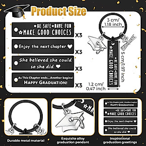 Batiyeer 24 Set Graduation Gifts Keychain for Class of 2024 with Graduation Cards for High School College Grads Women(Black Round, Black Rectangle)