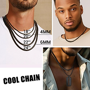 PROSTEEL Round Link Chain Layering Necklace Mens Jewelry Minimalist Chain Statement Black Necklace for Men