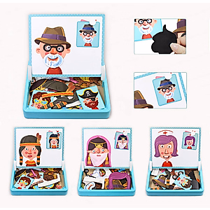 ZSFLZS Magnetic Puzzles Face Dress Up Travel Game Double Side Preschool Educational Learning Toy for Kids