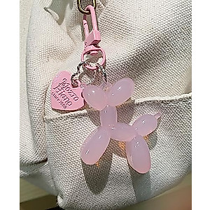 LAEKOU Jelly Balloon Dog Design Keychain for Women, Cute Light Pink Girls Key Chain, Key Chains Accessories for Car Keys