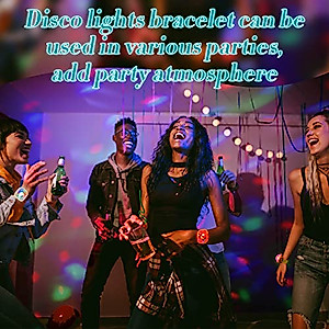 Kittmip 4 Pieces Mini Disco Light Ball Strobe Atmosphere Lights with USB Cable and Suction Portable LED Wristbands Rotating USB Night Disco Light up Bracelet Lamp for Halloween Dance Birthday
