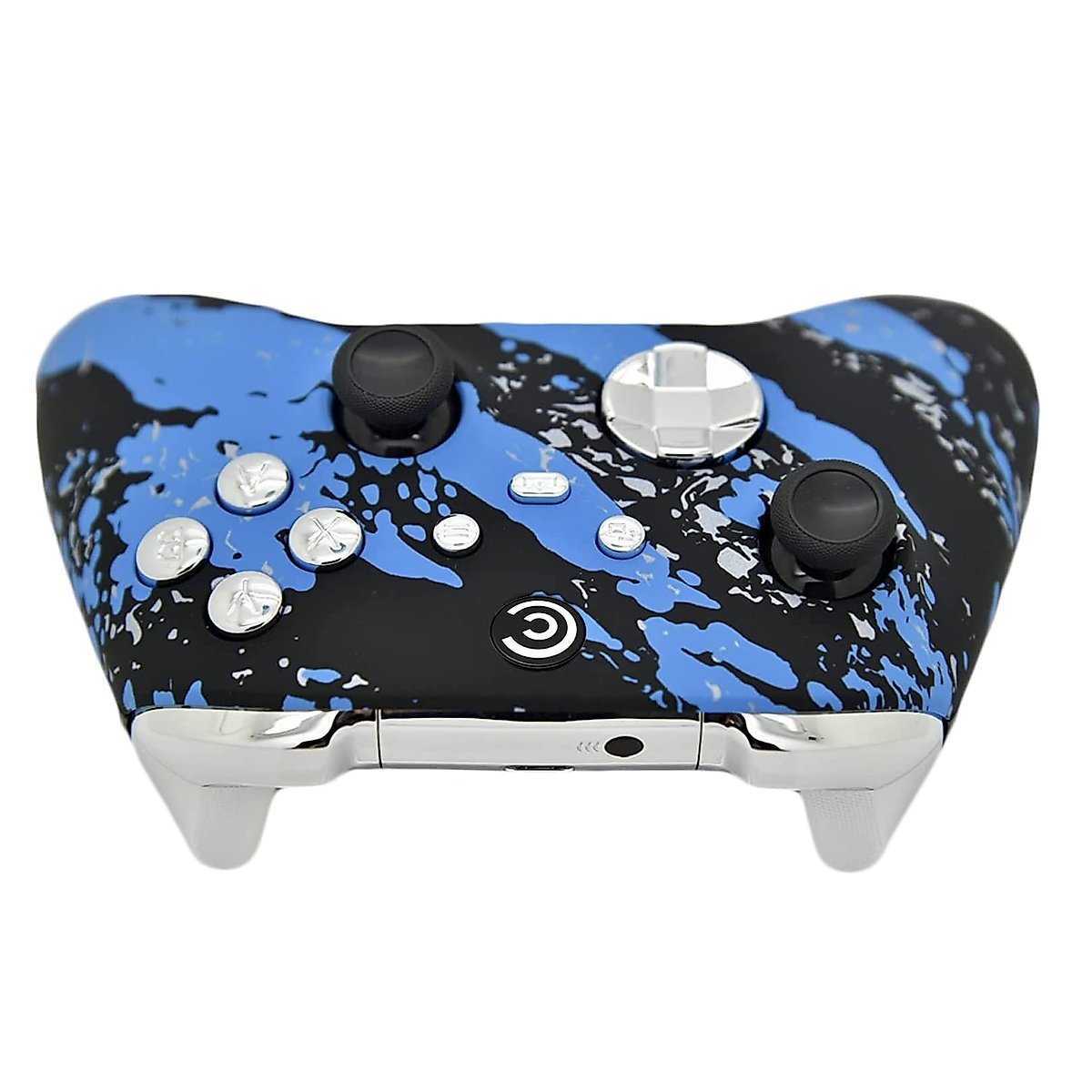 Designer Series Custom Wireless Controller for PC, Windows, Series X/S & One - Multiple Designs Available (Blue Splatter & Silver Chrome Inserts)