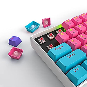 Fogruaden 60% Mechanical Keyboard, 61 Keys Gaming Keyboard, RGB Backlit, Ultra-Compact 60 Percent Wired Keyboard for Win/Mac PC Gamer, Easy to Carry on Trip (Pink, Red Switch)