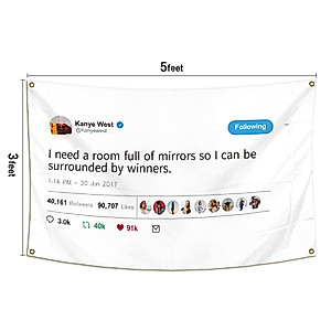 DESFLOPY I Need A Room Full of Mirrors So I Can Be Surrounded by Winners Flag for Man Cave Wall College Dorm Room Decor,Parties 3x5 FT, White