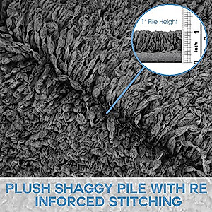 EGYPHY Bathroom Rugs Shaggy Bath Mat, Soft and Absorbent Carpet, Non-Slip Mats Can be Used for Shower, Bathtub, Kitchen, Machine Washable Rug Pad, Plush Microfiber Bath Rugs 17x24 Inches Gray