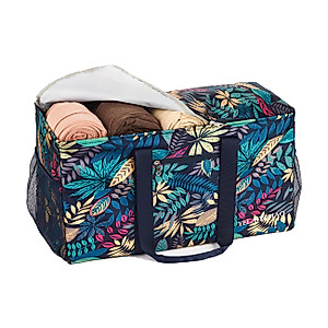 YELAIYEHAO Large Utility Tote Bag with lid, Foldable Collapsible Tote for Storage Pool Beach Shopping picnic laundry gym and Luggage