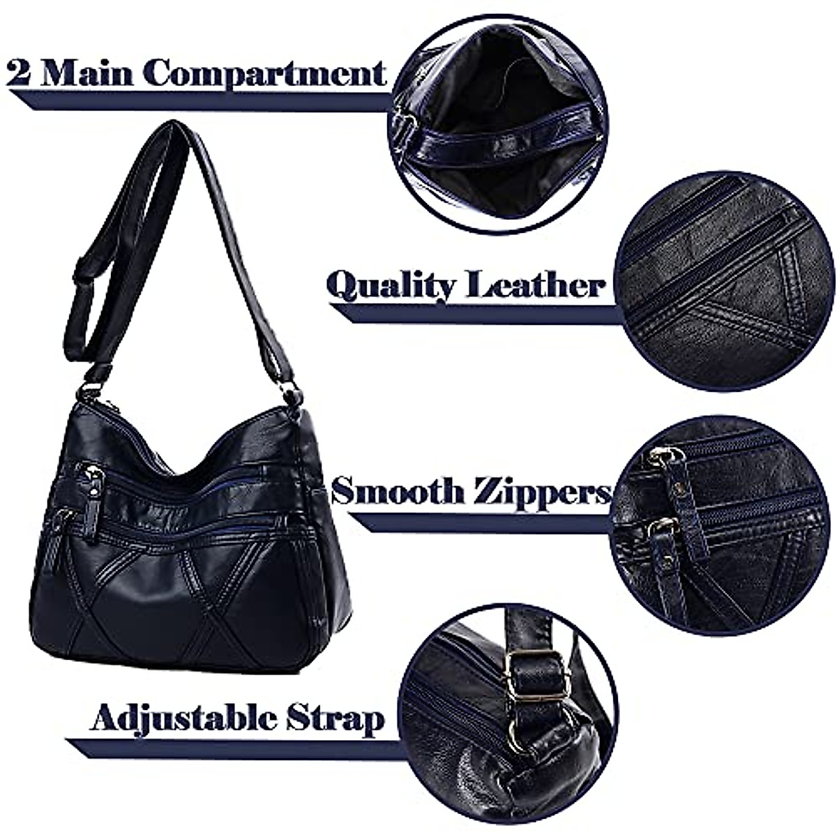 Mini Crossbody Bags for Women Leather Shoulder Purses Vegan women Cross body Bag Small Purse and Handbag Lightweight Ladies Pocketbook Blue