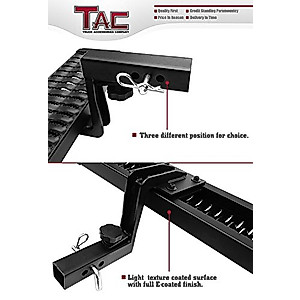 TAC Hitch Step Compatible with 2" Rear Hitch Receiver 7.3" Width with 6" Drop SUV Pickup Truck Van Bumper Protector Universal Aluminum Black (Hitch Pin and Clip Included)
