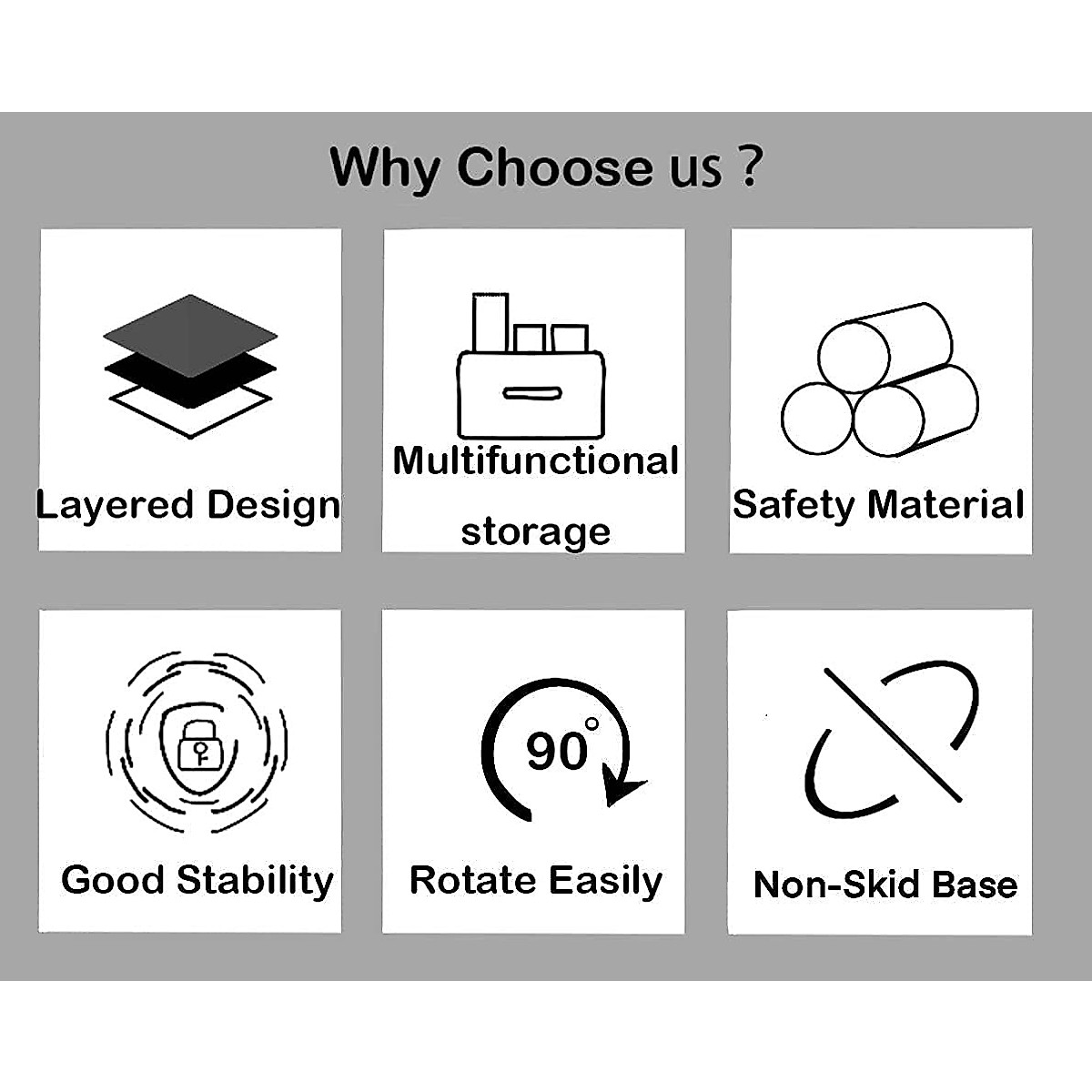 Multi functional Pull-and-Rotate spice Organizer for drawer, Countertop, Garage Storage rack Spice Rack for Cabinet, Makeup Organizer for Jars, Bottles, Medicine (White)