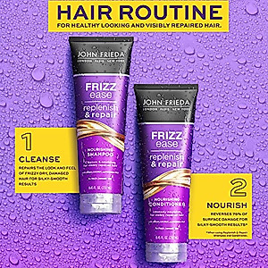 John Frieda Frizz Ease Replenish & Repair Conditioner, Repairs Damage and Dryness for Shiny, Frizz-Protected Styles, Infused with Argan, Moringa, and Coconut Oil for Nourished, Smooth Hair, 8,45 Oz