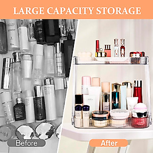 Happnear Bathroom Organizer Countertop, 2 Tier Countertop Organizer for Bathroom Counter, Bathroom Counter Organizer for Vanity Perfume Tray, Cosmetics Skincare Storage, (White)