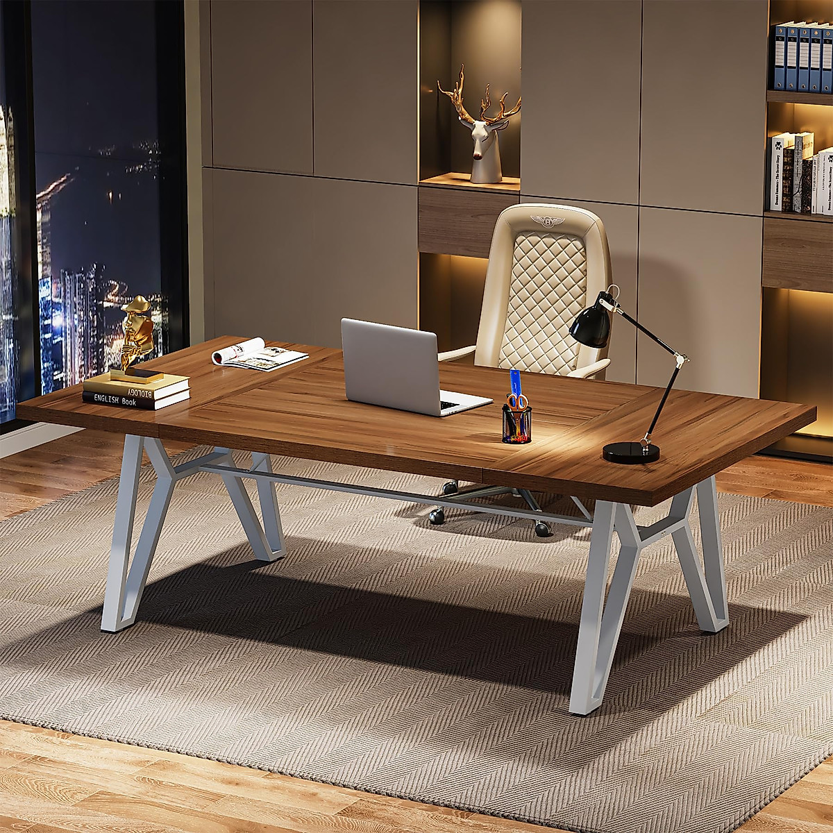 Tribesigns 6FT Conference Table, 70 in Meeting Table, Long Seminar Table for Meeting Room, Rectangular Modular Conference Room Table, Large Computer Table for Office, Boardroom.