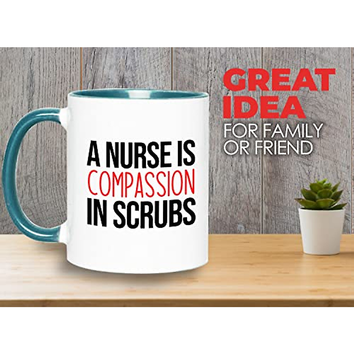 Bubble Hugs Nurse 2Tone Green Mug 11oz - A nurse is compassion - Labor Clinical Certified Nursing Assistant Surgical Emergency Oncology Practitioner