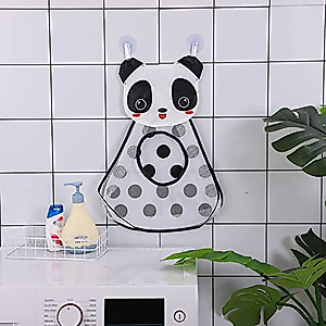 NAPCORE Cartoon Panda Bathing and Water Playing Toy Storage Bag Bathroom with Sucker Durable Net Bag Design Strong Wall Absorbing Duvet Storage