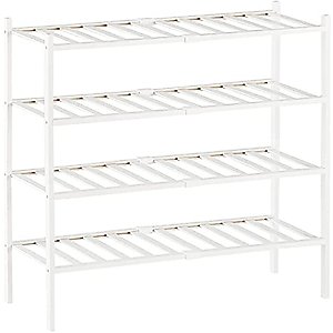 HyxxOK Bamboo Free Standing Shoe Racks, Bamboo Shoe Rack for Entryway Hallway Closet (4-Tier)