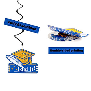 2023 Graduation Party Decorations Kit Hanging Swirls (18 Pcs) Navy Blue Black and Silver, Class of 2023 Grad Party Supplies Decorations, Congratulation Swirls for Graduation Celebration