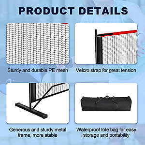 Pennpliy Pickleball Set with Net and Paddles, 22 FT Portable Net, 4 Fiberglass Paddles, 4 Balls, Black