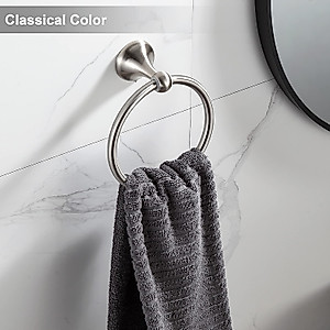 Wall Mounted Classical Design Round Towel Ring for Bathroom (Brush Nickel)