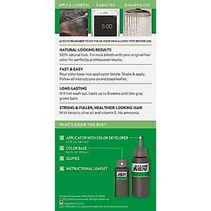 Just For Men Shampoo In Color, Hair Color for Men with Keratin and Vitamin E for Stronger Hair, Restores Natural Hair Color, Light Brown, H-25, Pack of 1