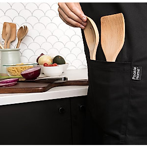 Pookie Home Premium Plain Aprons for Women with Pockets, Color Kitchen Aprons for Cooking- Water/Stain Resistant Chefs Apron