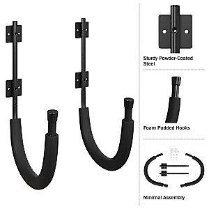 RAD Sportz Kayak Wall Hangers 100 LB Capacity Kayak or Stand Up Paddle Board Storage for Garage, Shed or Boat House Heavy Duty, Black