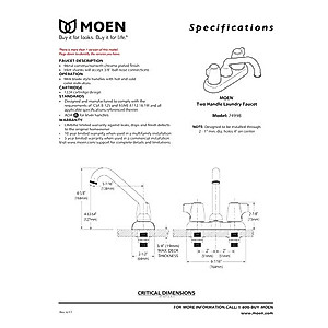 Moen 74998 Chateau Two-Handle 4-Inch Centerset Utility or Laundry Sink Faucet, Chrome