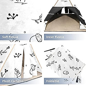 Y-DSIWX Guinea Pig House Bed, Rabbit Large Hideout, Small Animals Nest Hamster Cage Habitats Christmas Doodle