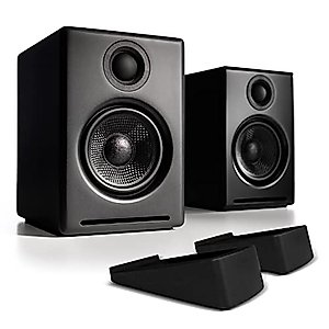 Audioengine A2+ Plus Powered Bluetooth Speakers and DS1 Desktop Speaker Stands Bundle (Black)