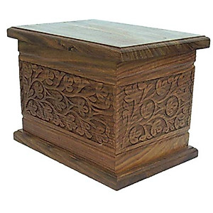 Extra Large Human Cremation Urn, Companion Wooden Funeral Cremation Ash Urn, Double Urn with Customized Name Plates