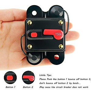 ANJOSHI Circuit Breaker 150amp 50A-300A with Manual Reset Home Solar System Fuse Holder for Car Audio and Amps Protection 12V-48V DC Reset Fuse Inverter Replace Fuses